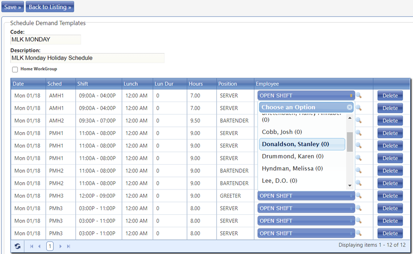 Scheduling with Demand Templates