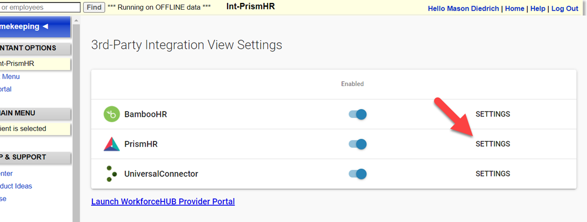PrismHR Provider-Level Integration Setup