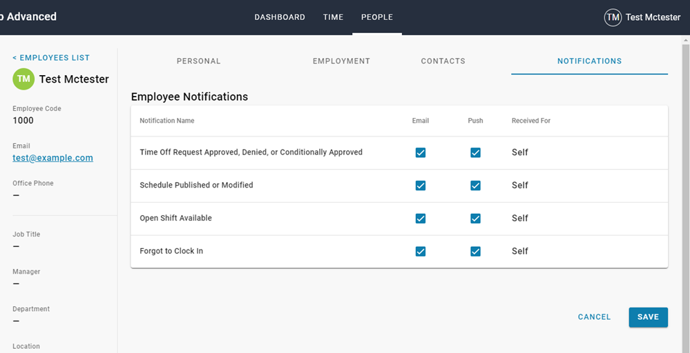 Employee Notifications (WorkforceHub Advanced)